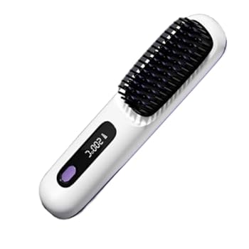 【中古】【未使用】Quxxuolヒートブラシ、コードレス ヘアアイロン 、ヒートブラシ コードレス、LCDワイヤレスヘアアイロンコーム、充電式セラミック電子コーム、ヘアアイロン、ポータブルヘアアイロンとヘアアイロン、温度調整、20秒のクイッ...
