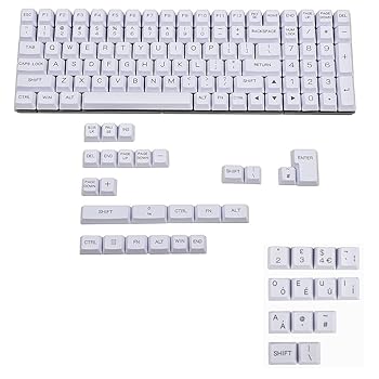 【中古】レーザーエッチング UK イタリア スペイン ドイツ ISO OEM プロファイル 厚手 PBTキーキャップ MX メカニカルキーボード用 YMD96 KBD75 104 87 61 (ホワイトUK ISO)【メーカー名】【メーカー...