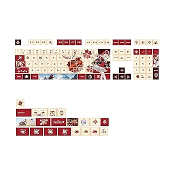 【中古】Glacier Genshin インパクトキーキャップ フルセット メカニカルキーボード用 チェリープロファイル PBT 昇華型 60%/65%/75%/80%/96%/100%キーボード配列に対応 フリーキーキャッププラー付き (...