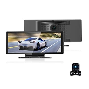 【中古】4K DVR ダッシュ カメラ フロント & リア ドライブ レコーダー 10.26 インチ タッチスクリーン付き Carplay Android Auto 内蔵 FM WiFi サポート Gセンサー パーキング モニター ループ録...