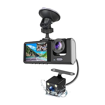【中古】車載カメラ,ダッシュカム フロントおよびリア 内部 3 カメラ 1080P + 720P + 480p 車バックミラー 車ビデオ録画ビデオカメラ ナイトビジョン 車カメラレコーダー 自動安全ドライブレコーダー【メーカー名】【メーカー...