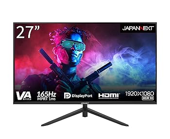 【中古】JAPANNEXT 27インチ ゲーミングモニター 165Hz 1ms フルHD 1920x1080解像度 VA パネル ディスプレイ (HDMI/DisplayPort/VESA対応/ブルーライトカット / 視野角178°) JN...