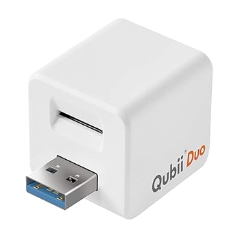 【中古】【未使用】Maktar Qubii Duo USB Type A ホワイト 充電しながら自動バックアップ SDロック機能搭載 iphone バックアップ usbメモリ ipad 容量不足解消 写真 動画 音楽 連絡先 SNS データ...