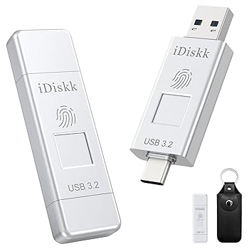 【中古】iDiskk 指紋認証 USBメモリ・フラッシュドライブ 128GB USB3.2 Gen2 フラッシュメモリー 最大読取り速度450MB/s ハイスピード【USB3.2+Type-Cコネクタ搭載 APP使用と不使用二つ選択あり】O...