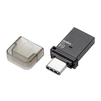 【中古】ロジテック 挿しっぱなしOK USBメモリ 64GB 小型 キャップ式 USB Type-C USB-A USB-C Type-A フラッシュメモリー フラッシュドライブ 読込速度200MB/秒 USB 3.2 Gen1 USB3....