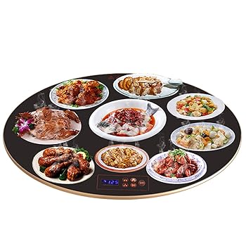 【中古】【未使用】食品およびプレートウォーミングトレイ、24インチラウンド電気ウォーミングトレイターンテーブルウォーミングホットプレート、ダイニングルームでのサービング用温度調節可能な電気フードウォーマー【メーカー名】【メーカー型番】【ブラ...