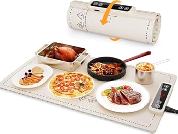 【中古】保温プレート 卓上 食品保温トレイプレート 折りたたみ式 フードウォーマープレート 3温度設定 タイマー機能 チャイルドロック機能 急速加熱 フルプレート加熱 チャイルドロック お手入れが簡単 多機能食品断熱ボード 冬場対策 収納袋...