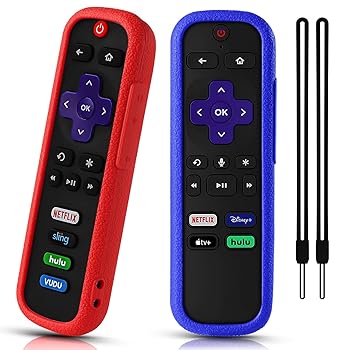 【中古】【未使用】Roku用リモコンカバー シリコンリモコンケース Roku Voice Remote Official対応 ユニバーサル保護コントローラースリーブ Roku TVリモコン用 (レッドとダークブルー) 2個パック【メーカー名...