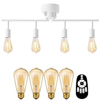 【中古】PNRLUX シーリングライト 8畳 スポットライト 4灯 E26口金 リビング照明 消費電力6W（60W形相当） 600LM LED電球60w形付き 無段階調光調色可能 照明器具 北欧 遠隔操作 リビング照明 省エネ 照明器具 天...
