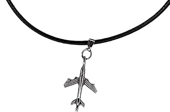 【中古】[Woodstar] 飛行機 ジェット機 航空機 旅客機 航空 宇宙 旅行 フライト パイロット キャビンアテンダント フライトアテンダント プレゼント ギフト CA ネックレス 黒 44?50cm【メーカー名】【メーカー型番】【ブ...