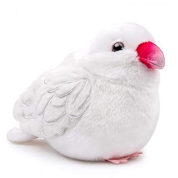 【中古】【未使用】lilizzhoumax ホワイト文鳥のぬいぐるみ、リアルな鳥のぬいぐるみ、リアルなアルビノの鳥のぬいぐるみ、かわいい柔らかくふわふわのぬいぐるみ、女の子向けのおもちゃ、子供向けギフト、ベビーギフト、ホームデコレーション ...