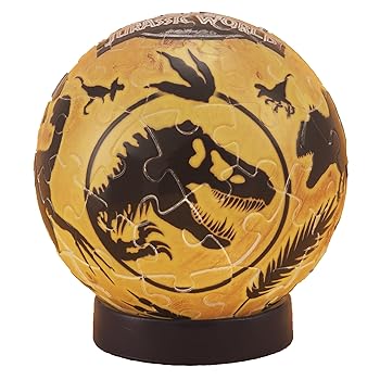 【中古】やのまん(Yanoman) 61ピース 3D球体パズル ルミオーブ JURASSIC WORLD ジュラシックワールド ダイナソー イン アンバー (直径約7.6cm) 2003-519 ピース請求はがき付き 充電式LEDユニット付...