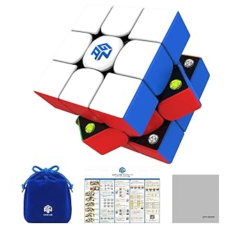 【中古】[正規品/日本語解法手順説明書付属] GAN 356M GANCUBE ガンキューブ 立体パズル gan356m 磁石 競技用 3×3 (ステッカーレス,Lite版) 【GAN Bag(収納ポーチ) & 日本語版6面解法手順説明書 ...