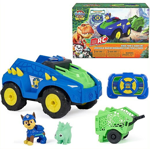 Paw Patrol パウパトロール ダイノ ムービー ダイノ・トウ＆ダッシュ RCカー チェイス＆恐竜フィギュア付き ラジコンカー 小さな手でも操作しやすいシンプルなリモコンで 子どもたちが自らチェイスを前後に操作し 冒険を繰り広げながら...
