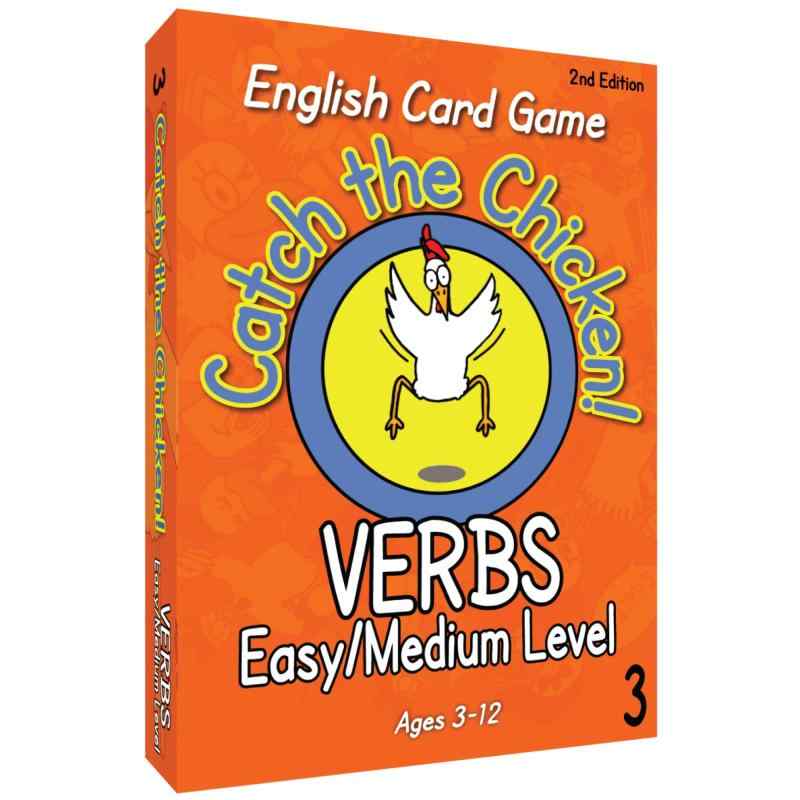 VERBS Easy/Medium Level atch The hicken 英語カードゲーム English ard Game 英語動詞フラッシュカードゲームアクション英語の動詞の練習英語のカードゲームキッズゲーム　3−12歳対象フラッ...