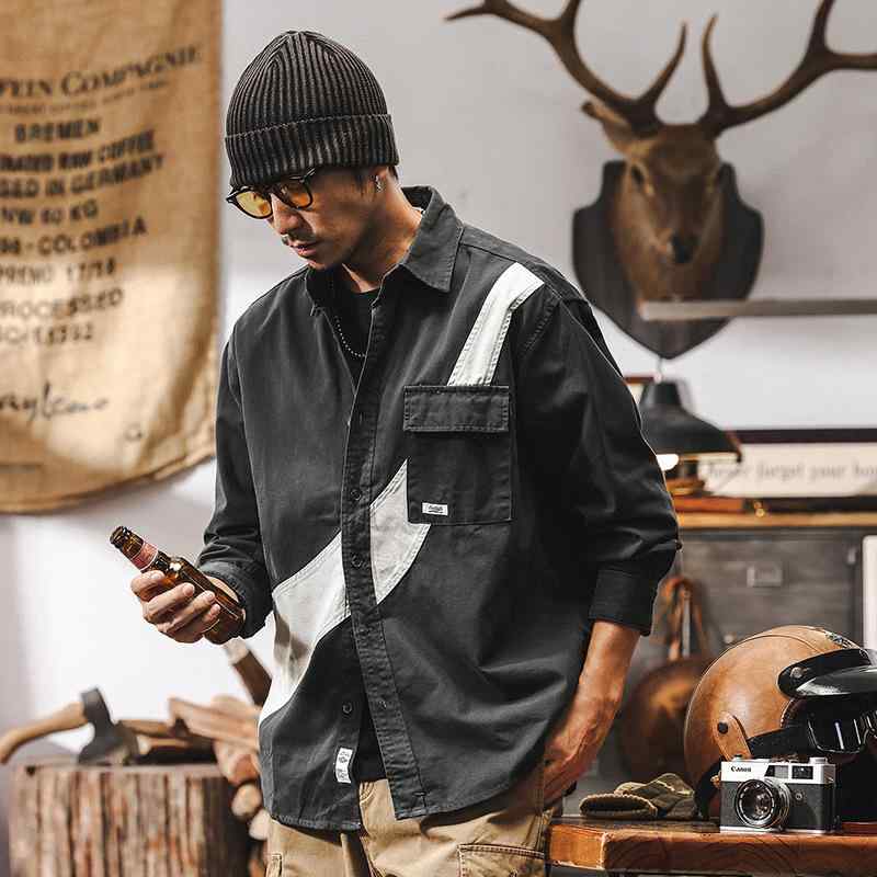 ・カテゴリ: シャツ・スタイル: アメカジ・主な素材: 綿96%以上（コーマ綿）・機能: ノーアイロン加工・袖丈: 長袖・柄: ストライプ・厚さ: 普通・デザイン: オープンフロント、ステッチ・シルエット: ルーズフィット・シーン: スポー...