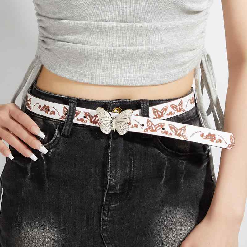 ・素材: 合成皮革・バックル素材: 合金・留め具: スナップボタン・スタイル: 個性派・柄: リボン・加工: エンボス加工・カラー: ホワイト・サイズ: 幅2.3cm、長さ105cm