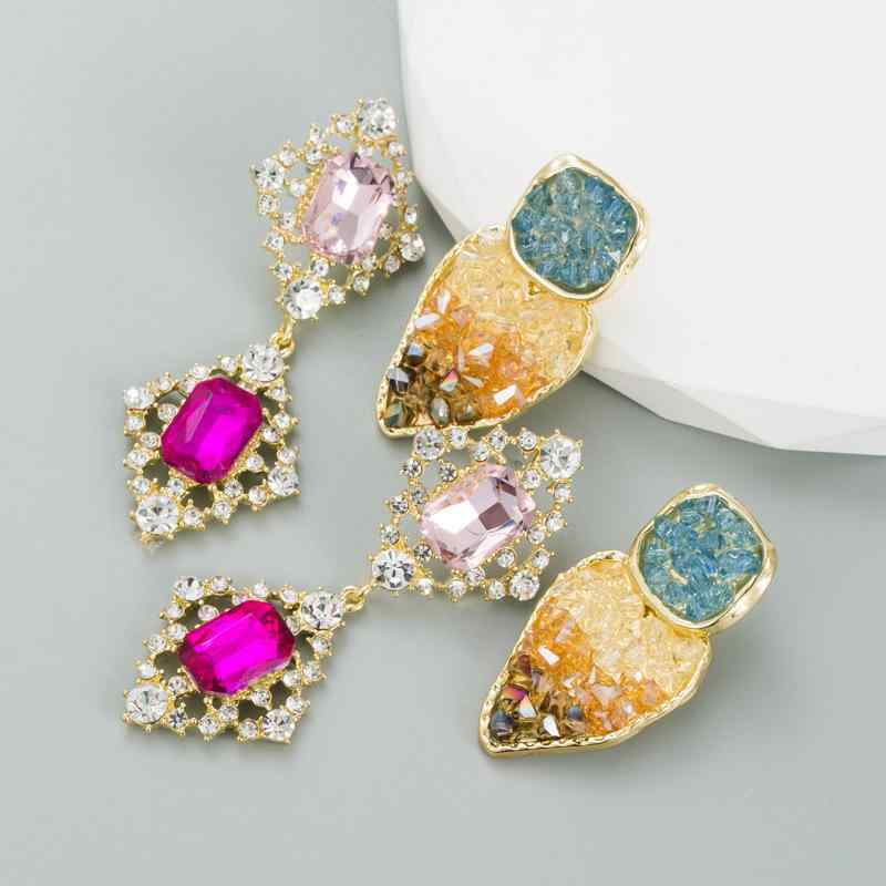 ・主な素材: 合金、水晶・加工: 電鍍、水晶象嵌、ガラス・カラー: ローズピンク・デザイン要素: 四角形・スタイル: エレガント・スタイル分類: ファッション通勤・カテゴリ: 耳飾り・対象: レディース・デザイン要素分類: 幾何学