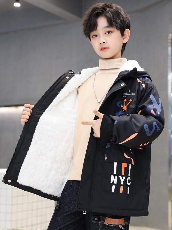 ・カテゴリ: 子供用中綿入りジャケット・性別: 男性・スタイル: 韓国風・対象年齢: 中大童 (8歳以上、140cm以上)・生地加工: 柔軟加工・詰め物: 綿81%-90%・フード: 付き・厚さ: 厚手・画像: モデル着用実写・要素: カー...