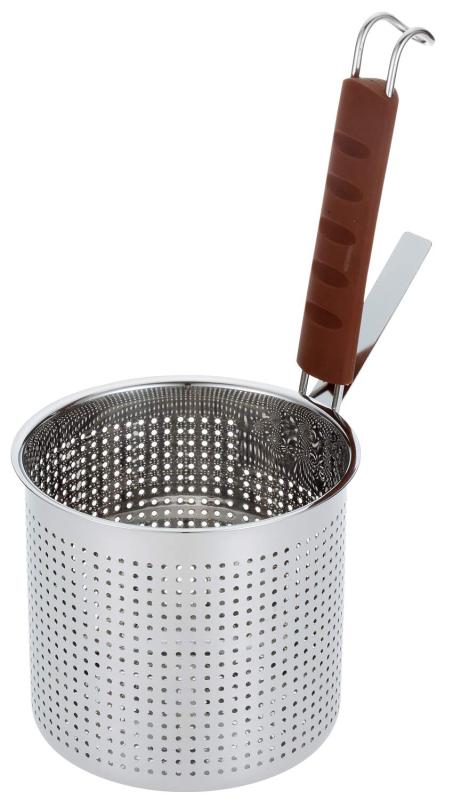 三宝産業 うどん用具 シルバー M 平底煮ざる シリコン柄 09253460本体サイズ:15φ×H15cm本体:18-8ステンレス(SUS-304)、柄:シリコン生産国:日本標準仕様穴径:2.5mm 6ピッチハンドルの長さ:185mm
