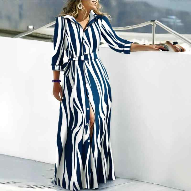 ・カテゴリ: ワンピース・主な素材: ポリエステル95%以上・スカート丈: ロング丈・ネックライン: Vネック・袖丈: 長袖・スタイル: エレガント、通勤・カラー展開: ネイビー（柄）, ダークブルーストライプ, ブラックストライプ, カー...