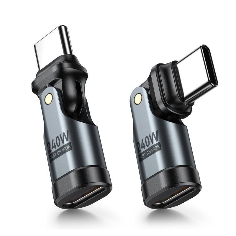 USB- 変換アダプタ PD240W 180°回転可【2個セット】タイプ 変換アダプタ 急速充電可 データ転送可 片MacBook Pro/Phone15/15 Pro/Galaxy/Google Pixel対応このUSB-変換アダプタは充...