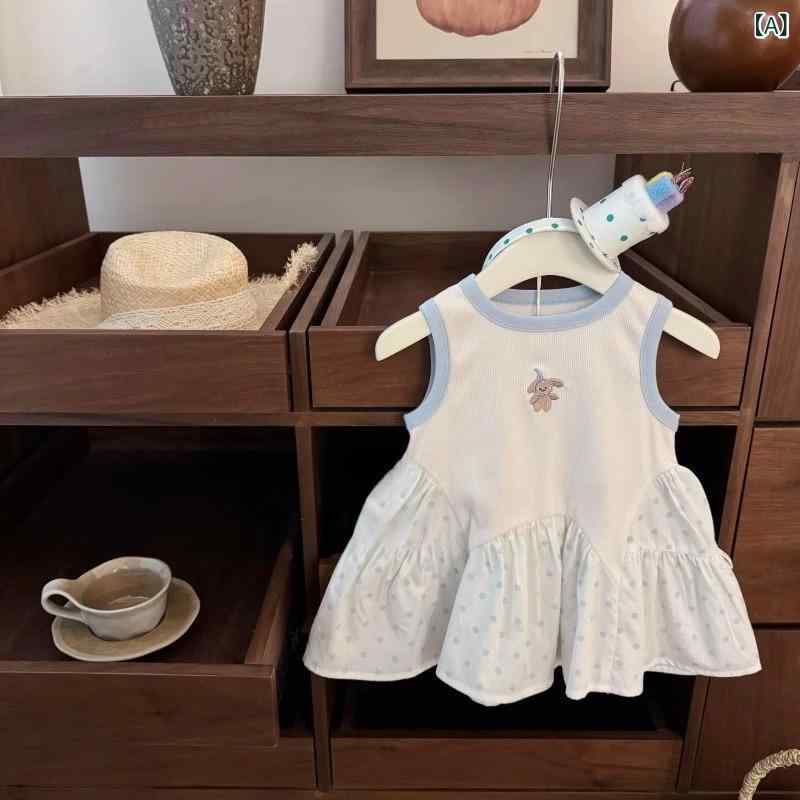・カテゴリ: 子供用ワンピース・スタイル: 韓国風、可愛い・主な素材: 綿 90%・裏地素材: 綿 10%・性別: 女児・対象年齢: 中小児（3～8歳、身長100～140cm）・柄: キャラクター・袖丈: ノースリーブ・スカートのデザイン:...