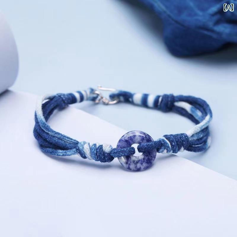 ・カテゴリ: DIY編み手編みブレスレット・素材: 布・スタイル: 韓国風・デザイン要素: 手描き・カラー: マルチカラーブルータイダイ・仕様: ユニセックス・製法: ニット