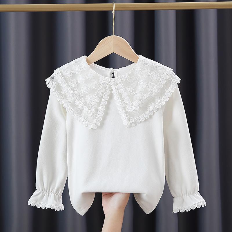 ・カテゴリ: 子供用Tシャツ・スタイル: 韓国風・性別: 幼児・子供用（女児）・フード: なし・袖丈: 長袖・対象年齢: 0〜8歳（身長140cm以下）・柄: 無地・主な素材: 綿 95%・ネックライン: 襟付き（レギュラーカラー）・機能:...