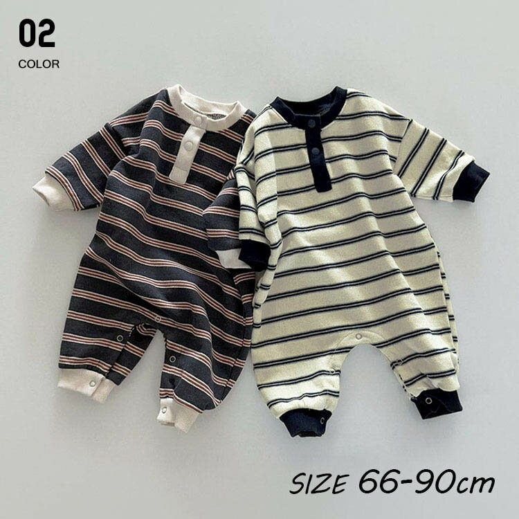 ●関連キーワード： ロンパース 赤ちゃん ベビー ベビー服 秋冬 長袖 ストライプ カエルロンパース カバーオール ニット セーター 子供服 新生児 赤ちゃん 男の子 女の子 ベビー 60 70 80 90cm ●カラー ブラック/ネイビー...