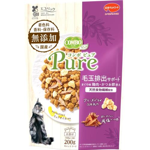 天然食物繊維配合で、体内の毛玉の排出をサポート。おいしいまぐろ味粒と国産鶏肉・減塩鰹節の本物素材。