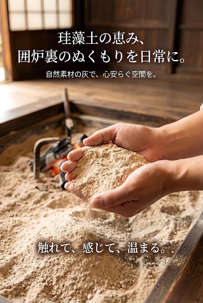 珪藻土灰は、囲炉裏や火鉢に最適な高品質の灰。大容量業務用プロ向け。珪藻土灰は、囲炉裏や火鉢に最適な高品質の灰です。指定工場で生産され、プロにも認められたこの製品は、飛び散らない特性を持ち、扱いやすさが魅力です。木灰に比べて取り扱いが楽で、防...