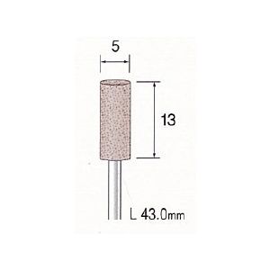 ミニターメーカーお問い合わせ：03-3633-7181●先端径：φ5●粒度：#220●シャンク径:φ2.34●最高回転数：50000●入り数：10●特長：一般研削に幅広く使用できます。●結合度：P、結合剤：V、砥粒：PA●適合素材：セラミッ...