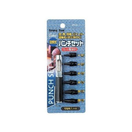 【商品説明】●革、布、厚紙、ビニール、書類などの穴あけに。●ブレードサイズ(穴径) φ2.0/2.5/3.0/3.5/4.0/4.5mm の6本セット。●付属品:金属製ハンドル、専用レンチ材質:金属製ハンドル/炭素鋼(S45C)+ラバー ブ...