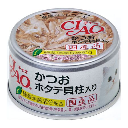 【商品説明】●かつお白身がベースの人気シリーズ。かつおの白身に、ほたて貝柱を加えました。●原材料：かつお、ほたて貝柱、ほたてエキス、でん粉、増粘多糖類、増粘剤(加工でん粉)、ビタミンE、緑茶エキス●保証成分：粗たん白質13.5％以上、粗脂肪...