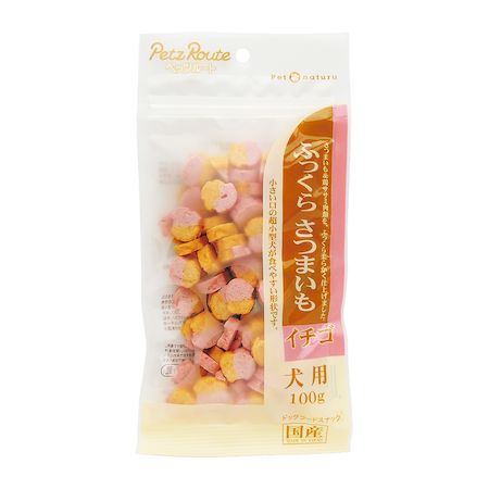 【商品説明】●イチゴ入り！さつまいも＆鶏ささみを主原料に使い、ふっくら仕上げています。与えやすいサイズにしました。●原材料：小麦粉、鶏ささみ、ショートニング、さつま芋パウダー、苺パウダー、ソルビトール、プロピレングリコール、膨張剤、保存料(...