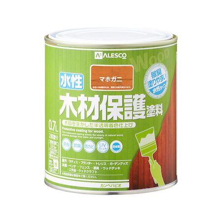 カンペハピオ0120-167-167【商品説明】●容量:0.7L●色:マホガ二ー●用途:屋外の木部(ウッドデッキ ラティス パーゴラ ベンチ ログハウス 羽目板 板へい)●塗れない物:吸い込みのない木材(プリント合板・デコラ板)、常に水に浸...