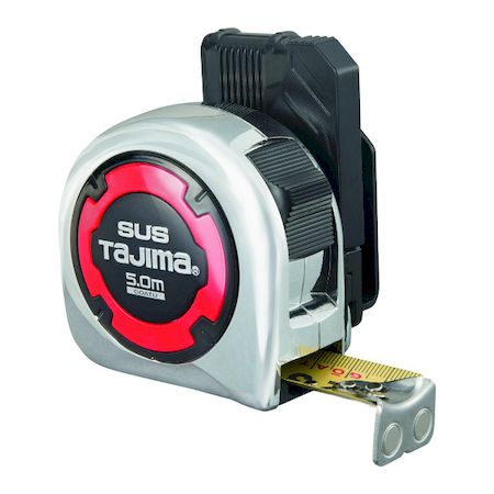 （株）TJMデザインメーカーお問い合わせ：0120-125577【商品説明】●剛性力1.3倍（当社比）の剛厚ステンテープを採用しています。●片手で簡単脱着できる、落下防止用ベルトホルダー付です。●0点補正移動爪です。●本体に収納できる安全ロ...