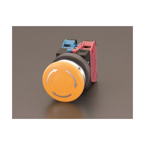 エスコメーカーお問い合わせ：06-6532-6226●ボタン径…40mm●色…赤●定格容量…600V/10A●接点構成…1a1b●保護構造…IP65●端子ねじサイズ…M3.5●パネルカットφ30mm用●ボタンを押すとその状態でロックされ、右...