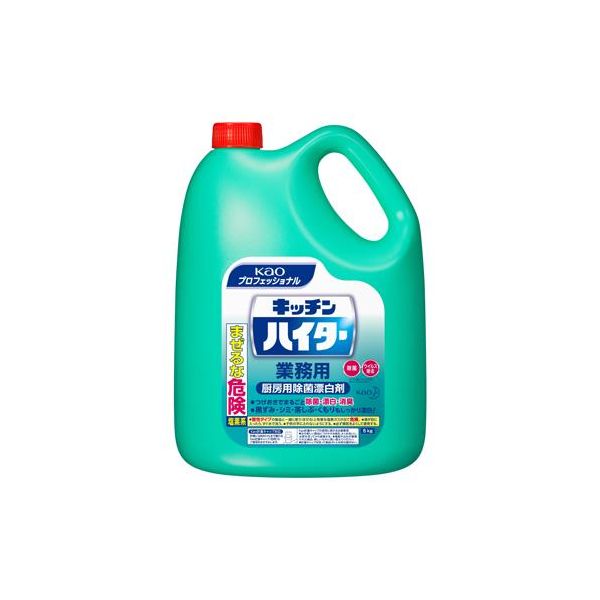 エスコメーカーお問い合わせ：06-6532-6226●キッチンハイター●液体●アルカリ性●液体塩素系漂白剤●厨房用除菌漂白剤●茶しぶ・シミを漂白し、ふきん・まな板のばい菌やニオイも除きます。●つぶせる容器●内容量…5L(業務用)●入数…1個