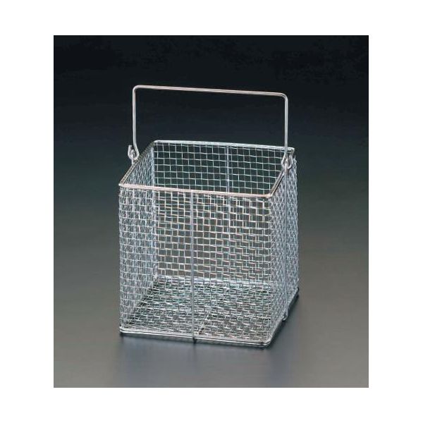 エスコメーカーお問い合わせ：06-6532-6226●サイズ…150（W）×150（D）×150（H）mm●重量…285g●目開…5mm●メッシュ…4●線径…0.8mm●材質…ステンレス(18-8)●ハンドルは折りたたみ式
