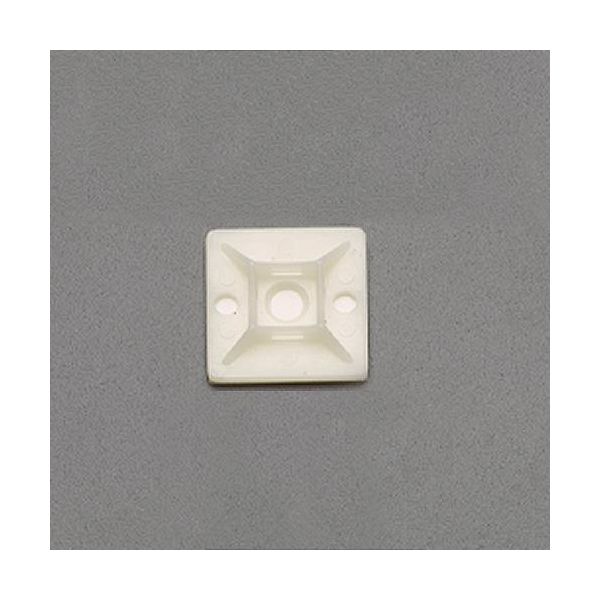●サイズ…28.6×28.6×5.3(H)mm●適応バンド幅(T)…5.5mm●材質…ナイロン66●取付穴…φ5.0mm●色…白●入数…100個●粘着付●RoHS対応品