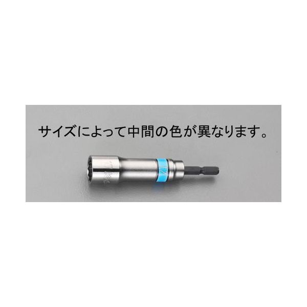 エスコメーカーお問い合わせ：06-6532-6226●対辺…21mm●外径…27mm●開口深さ…18mm●全長…104mm●重量…110g●先端サイズ…1/4”●12ポイント●超高耐久シャンク●インパクトレンチとの組み合わせにも良好な重量バ...