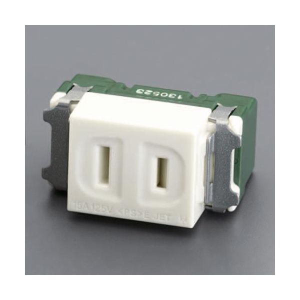 エスコメーカーお問い合わせ：06-6532-6226●定格容量…15A 125V●差込み口…1個●仕様…扉付●サイズ…44×22.7×29(D)mm●フルカラー1個用プレート適合●適用電線…φ1.6、2mm Cu単線専用●連結方式…電線・接...
