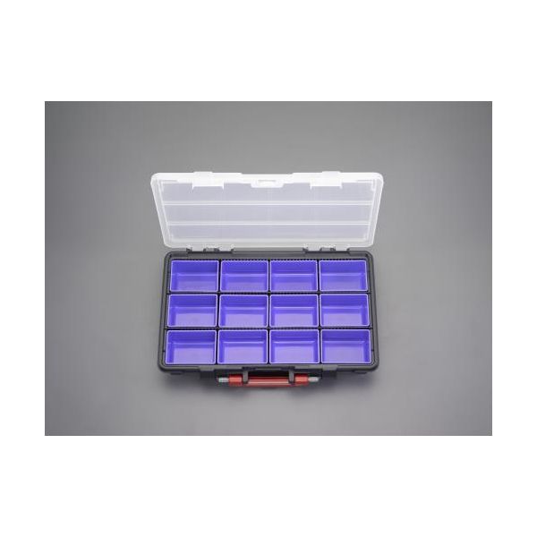 エスコメーカーお問い合わせ：06-6532-6226●材質…本体：高耐衝撃性コポリマー樹脂、ハンドル：高耐衝撃性ABS樹脂●サイズ…447×293×85(H)mm●トレー…ブルー(12個)●ハンドル部分は強度抜群のABS樹脂を採用●スライド...