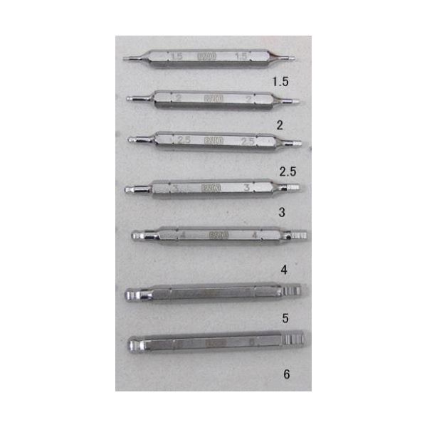 エスコメーカーお問い合わせ：06-6532-6226●六角シャンク…1/4”●サイズ…6mm●全長…65mm●マグネット付●ボールポイント付