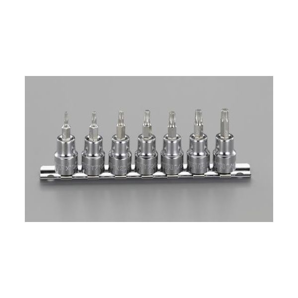 エスコメーカーお問い合わせ：06-6532-6226●…7本組み●差込角…3/8”●全長…50mm●サイズ…T10・T15・T20・T25・T27・T30・T40