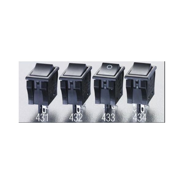 ●パネルカット…24×15.4mm●定格容量…10A 125V AC、10A 250V AC●パネル厚…1〜4mm●極数…2極単投●スイッチ特性…ON-OFF　