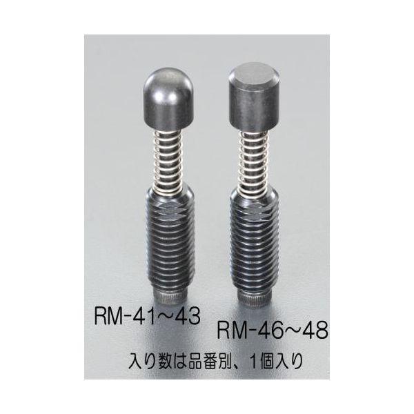 エスコメーカーお問い合わせ：06-6532-6226●先端フラットタイプ●材質…本体：スチール(SCM435)　　　　　　ピン：スチール(S45C)　　　　　　スプリング：SUS304●Aサイズ…M8●Bサイズ…7.6mm●Cサイズ…44m...
