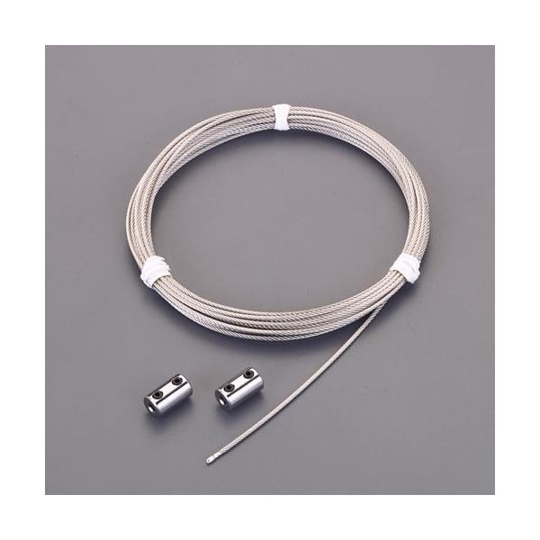 エスコメーカーお問い合わせ：06-6532-6226●材質…SUS304●ワイヤー構成…7×7●付属品…クリップ2個●線径…1.50mm●参考使用荷重…70kg●全長…10m